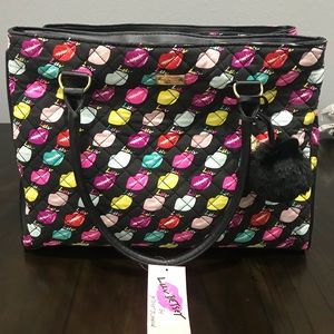 Betsey Johnson Bags | Pink Leopard And Black Tote Bag | Poshmark